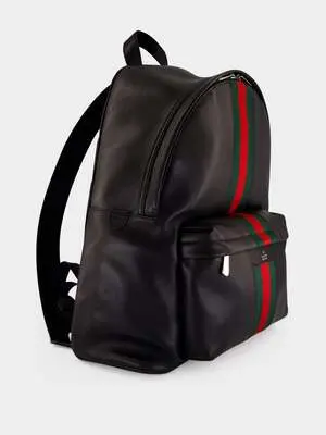 Gucci Leather Web Trademark Large Backpack