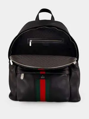 Gucci Leather Web Trademark Large Backpack