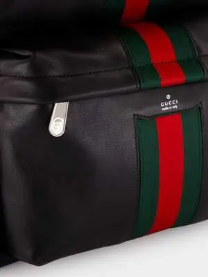 Gucci Leather Web Trademark Large Backpack