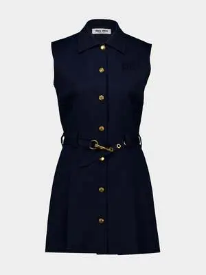 Miu Miu Navy Poplin Mini Dress - Blue
