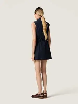 Miu Miu Navy Poplin Mini Dress - Blue