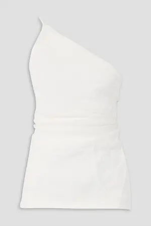 Tove Petra One-shoulder Gathered Linen Top - White