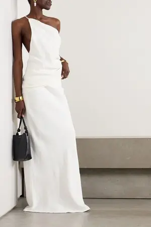 Tove Petra One-shoulder Gathered Linen Top