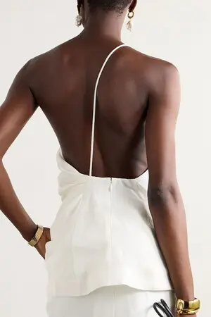 Tove Petra One-shoulder Gathered Linen Top