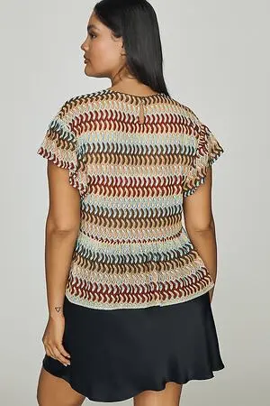 DOLAN LEFT COAST Crochet Peplum Top