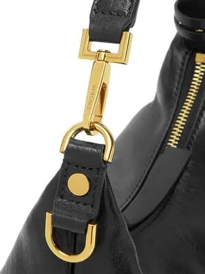Versace Black Lambskin Hobo Bag With Gold-tone Hardware - Multicolor