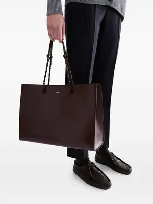 JIL SANDER Leather Tote Bag With Knotted Top Handles - Multicolor