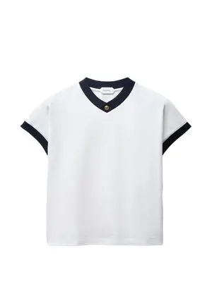 Versace Short-sleeve V-neck T-shirt With Medusa Hardware - Multicolor