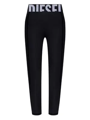 DIESEL® High Waist Logo Ankle Length Trousers - Multicolor