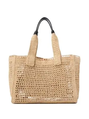Chloé Raffia Tote Bag With Appliqu - Multicolor