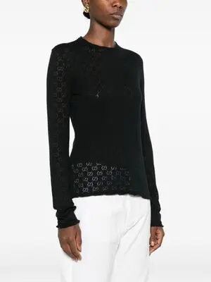 Gucci Gg-monogram Fine Knit Crew Neck Long Sleeve Sweater - Multicolor