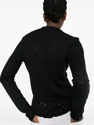 Gucci Gg-monogram Fine Knit Crew Neck Long Sleeve Sweater - Multicolor