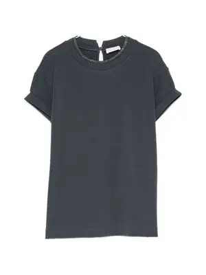Brunello Cucinelli Monili-trim Collar Cotton T-shirt - Multicolor