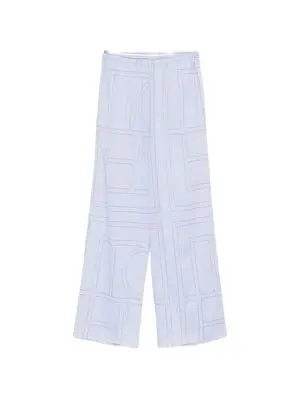 TOTEME Cotton Blend Patterned Pajama Trousers - Multicolor