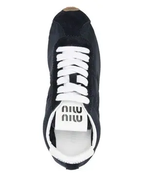 Miu Miu Plume Nylon And Leather Lace-up Sneakers - Multicolor