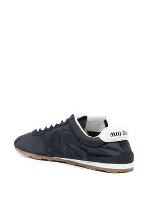 Miu Miu Plume Nylon And Leather Lace-up Sneakers - Multicolor