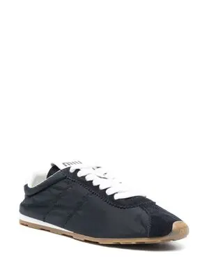 Miu Miu Plume Nylon And Leather Lace-up Sneakers - Multicolor