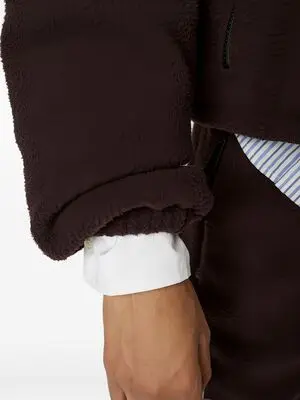 Miu Miu Cropped Fleece Down Jacket With Fur Lined Collar