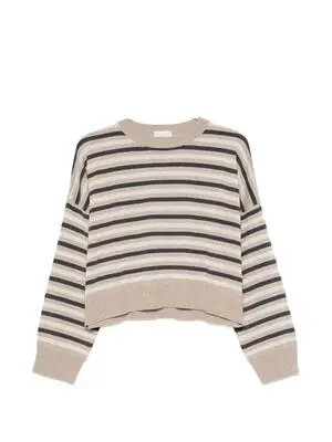 Brunello Cucinelli Striped Cashmere Crew Neck Sweater - Multicolor
