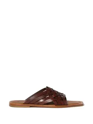 Miu Miu Braided Leather Flat Sandals - Multicolor