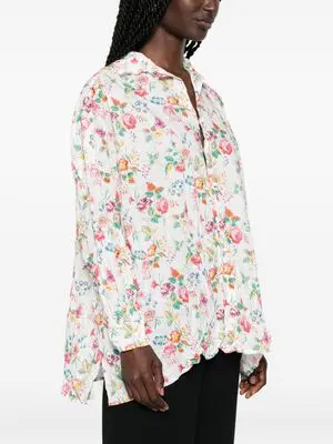 DANIELA GREGIS Floral Print Crinkled Cotton Shirt - Multicolor