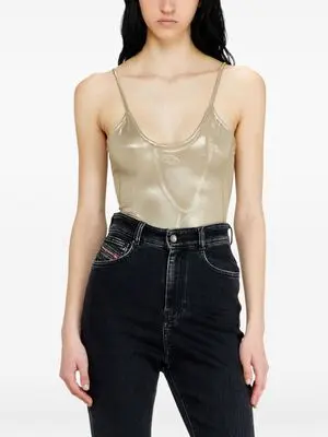 DIESEL® Gold-tone Metallic Spaghetti Strap Bodysuit - Multicolor