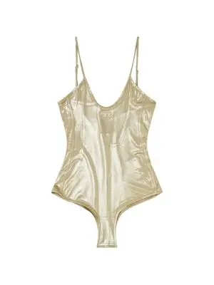 DIESEL® Gold-tone Metallic Spaghetti Strap Bodysuit - Multicolor