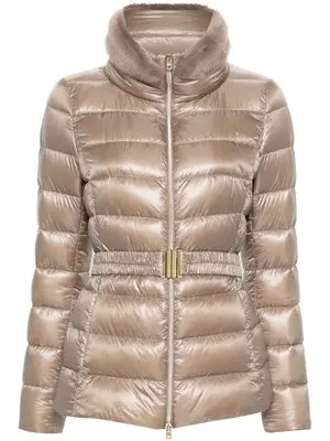 Herno Belted Down Jacket With Fur Collar - Multicolor