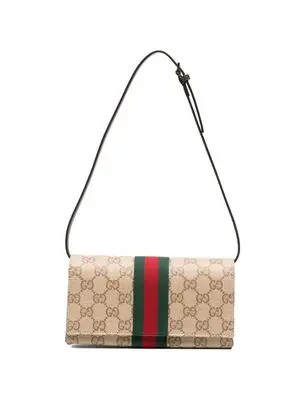 Gucci Gg Supreme Web Detail Mini Pouch - Multicolor