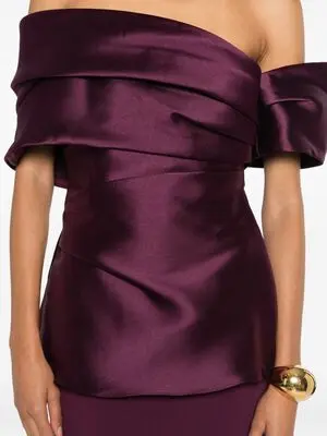 Solace London Lucine Maxi Dress Purple Satin - Multicolor