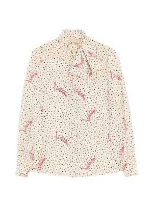 Valentino Garavani Silk Crepe De Chine Shirt With Polka Dot And Script Print - Multicolor