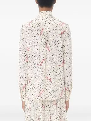 Valentino Garavani Silk Crepe De Chine Shirt With Polka Dot And Script Print - Multicolor
