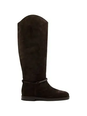 Brunello Cucinelli BRUNELLO CUCINELLI Suede Knee-High Boots With Monili Chain Detail Multicolor