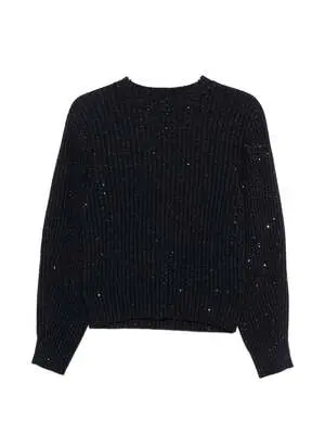Brunello Cucinelli Ribbed Knit Sequined Crewneck Jumper - Multicolor