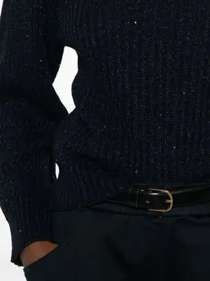 Brunello Cucinelli Ribbed Knit Sequined Crewneck Jumper