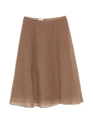 Brunello Cucinelli Silk Midi Skirt - Multicolor