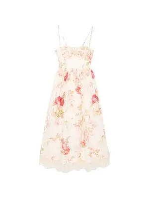 Zimmermann Roselight Linen Midi Dress - Multicolor
