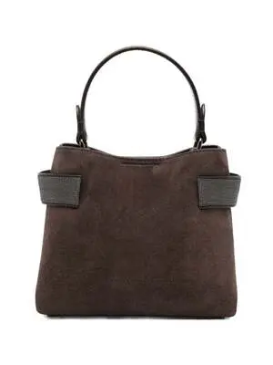 Brunello Cucinelli Leather Handbag With Monili Chain Embellishment - Multicolor