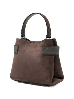 Brunello Cucinelli Leather Handbag With Monili Chain Embellishment - Multicolor