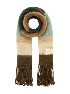 Miu Miu Mohair Wool Scarf With Fringes - Multicolor