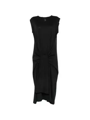TOTEME Black Knotted Detail Round Neck Sleeveless Cotton Dress - Multicolor