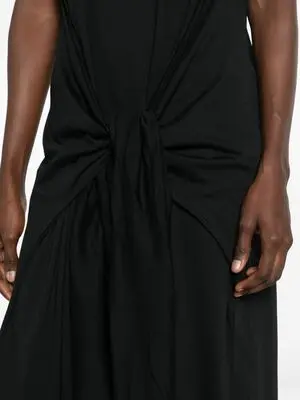 TOTEME Black Knotted Detail Round Neck Sleeveless Cotton Dress - Multicolor