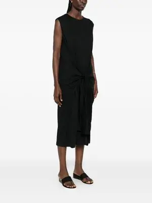 TOTEME Black Knotted Detail Round Neck Sleeveless Cotton Dress - Multicolor