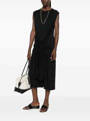 TOTEME Black Knotted Detail Round Neck Sleeveless Cotton Dress - Multicolor