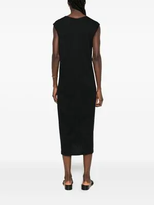 TOTEME Black Knotted Detail Round Neck Sleeveless Cotton Dress - Multicolor