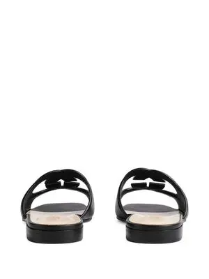 Gucci Leather Flat Sandals With Interlocking G Logo