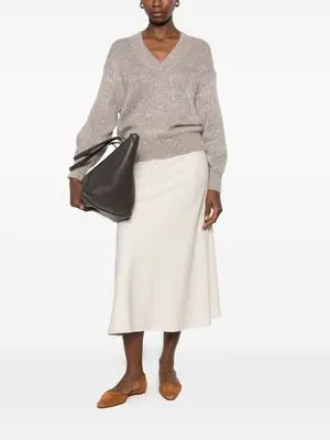 Brunello Cucinelli Wool Blend Midi Skirt - Multicolor