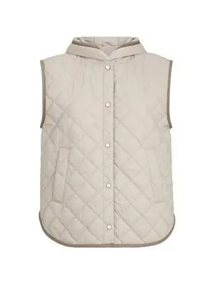 Brunello Cucinelli Quilted Down Vest With Hood - Multicolor