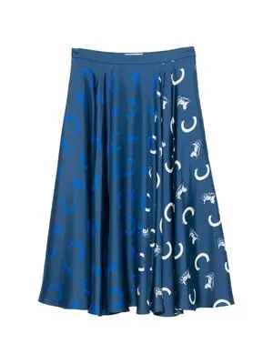 Celine Silk A-line Skirt With Logo Print - Multicolor