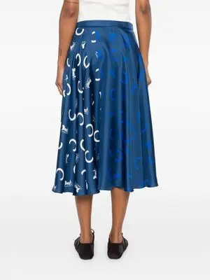 Celine Silk A-line Skirt With Logo Print